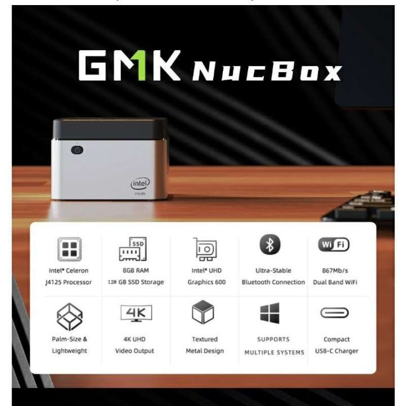 Jual Mini PC GMK NucBOX 8GB DDR4 128GB SSD Intel Gemini J4125 4K ...