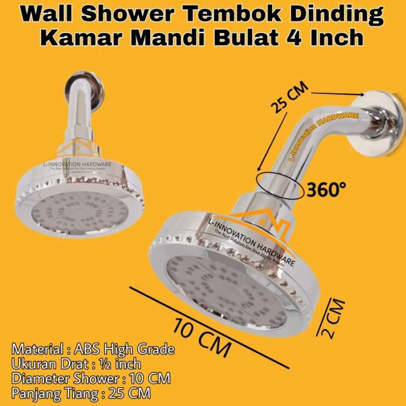 Promo Wall Shower Mandi Tanam Tembok Dinding Bulat 4 Inch Diskon 10% di Seller Toko Al Barokah ...