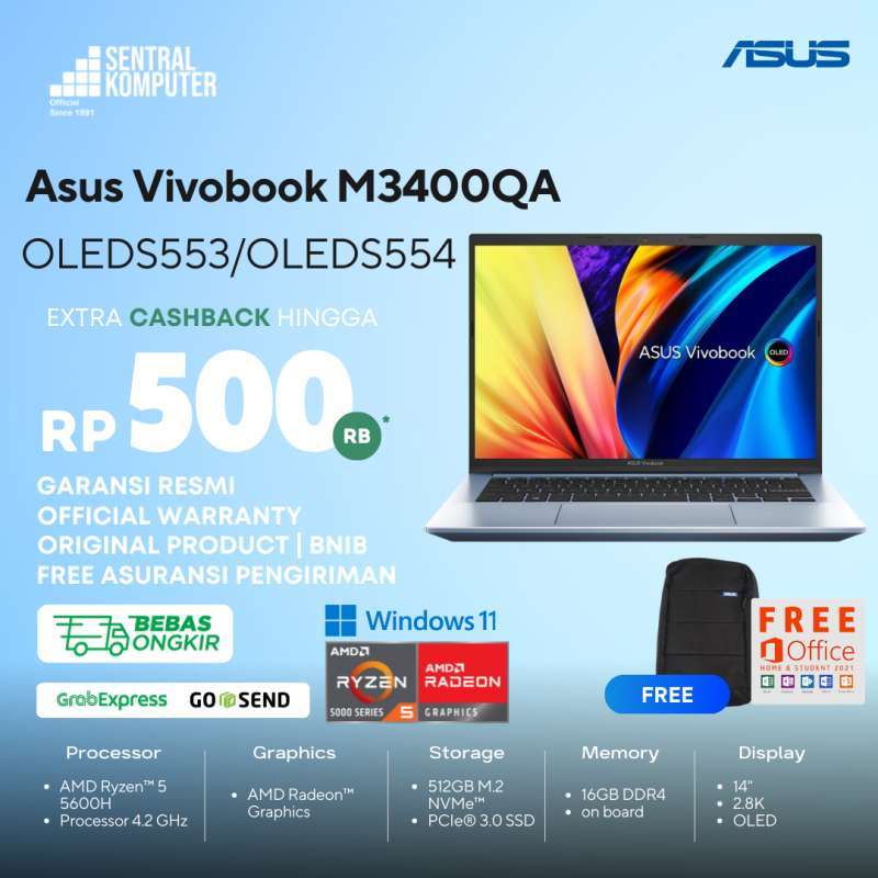 Jual Asus M3400qa-oleds553/oleds554 - Ryzen™ 5 5600h-16gb-512gb-win 11 ...