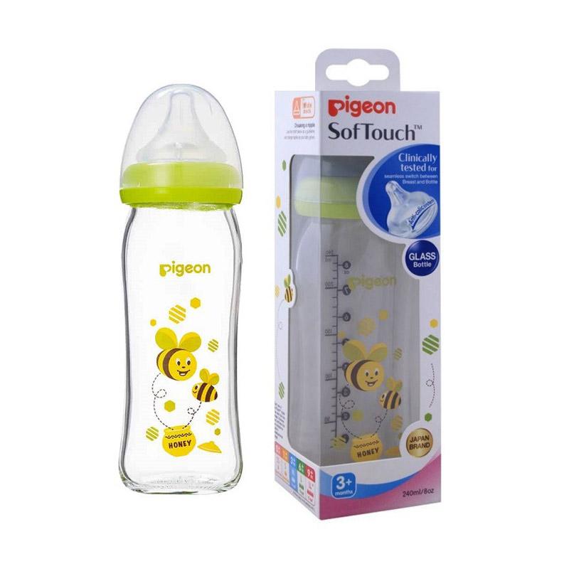 Jual Pigeon Bee SofTouch Wide Neck Glass Bottle with Peristaltic Plus Nipple [240 mL] di Seller ...