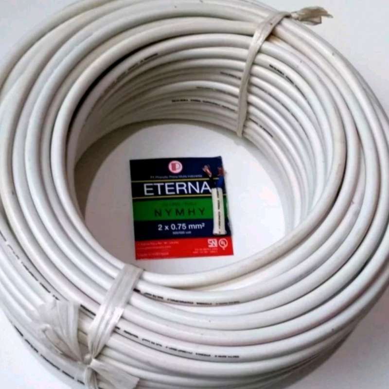 Jual Kabel Listrik Serabut Tembaga Kabel Putih Eterna Nymhy 2x0,75 1 Roll 50 Meter Di Seller ...