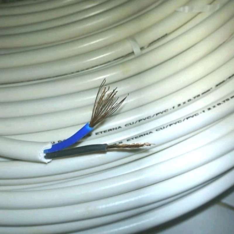 Jual Kabel Listrik Serabut Tembaga Kabel Putih Eterna Nymhy 2x0,75 1 Roll 50 Meter Di Seller ...
