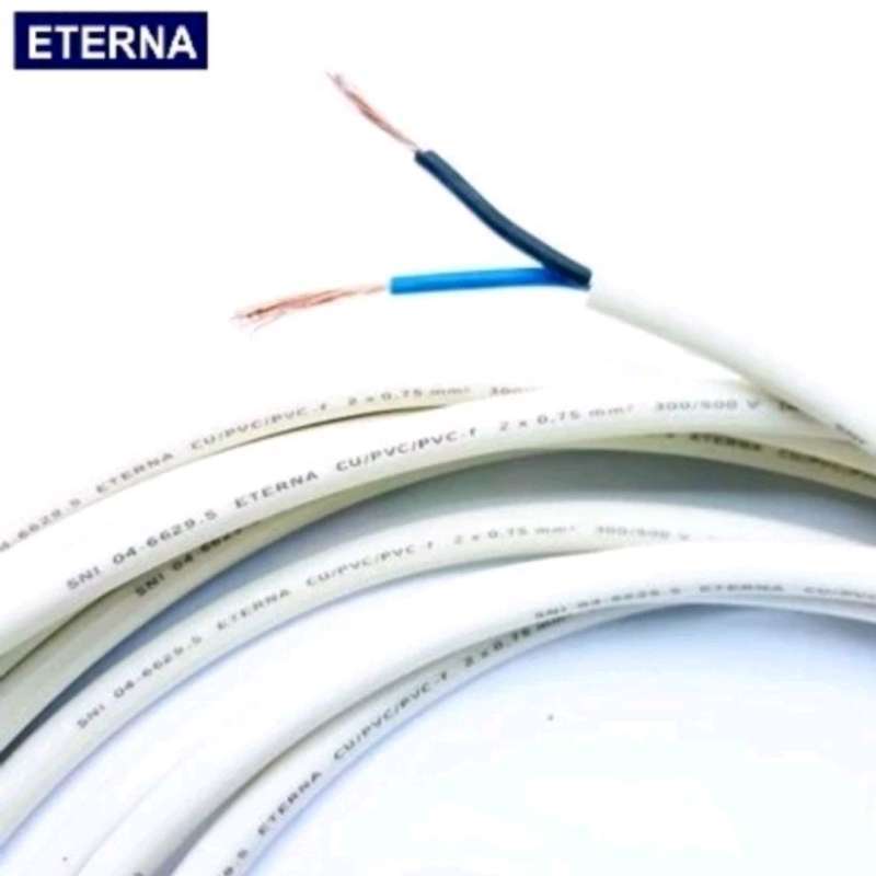 Jual Kabel Listrik Serabut Tembaga Kabel Putih Eterna Nymhy 2x0,75 1 Roll 50 Meter Di Seller ...