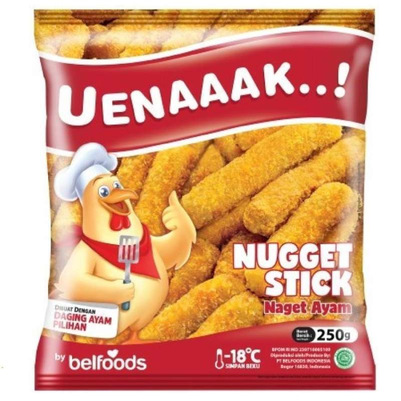 Jual NAGET AYAM BELFOODS UENAK STICK 250GR HALAL CHICKEN NUGGET STIK ...