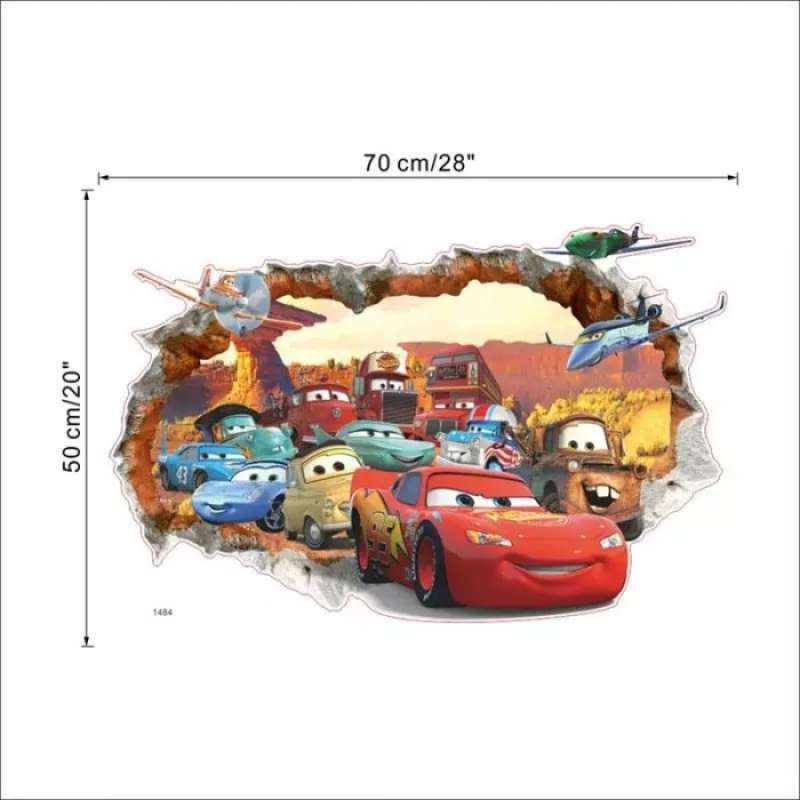 Promo Wall Sticker 3D Cars Stiker Dekorasi Kamar Anak Mobil 3D Kartun ...