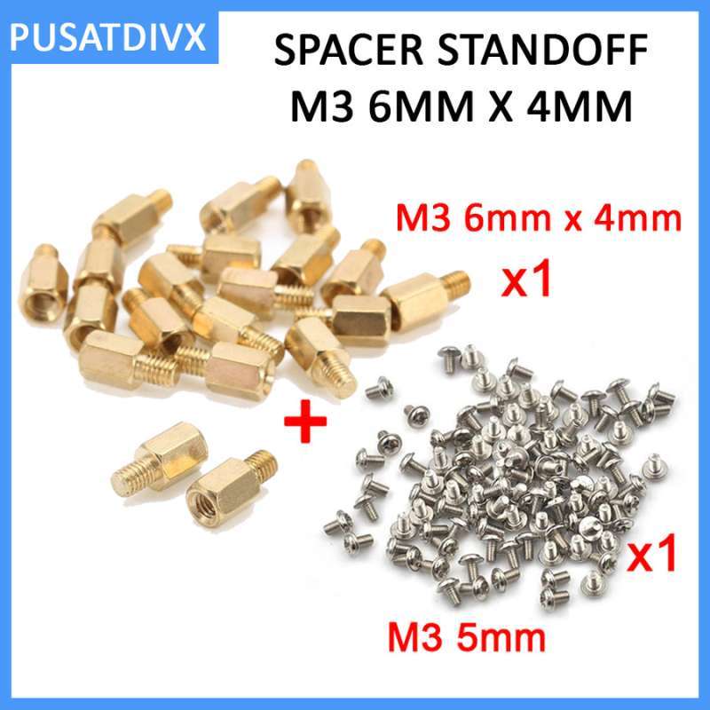 Jual PUSATDIVX SPACER STANDOFF M3 6MM X 4MM MOTHERBOARD BAUT SEKRUP ...