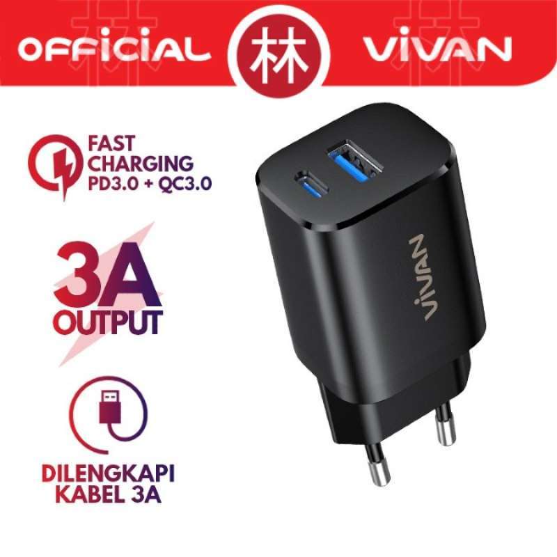 Jual Vivan Power Super 30 3A Dual Port QC3.0 + PD3.0 With Cable Type-C ...