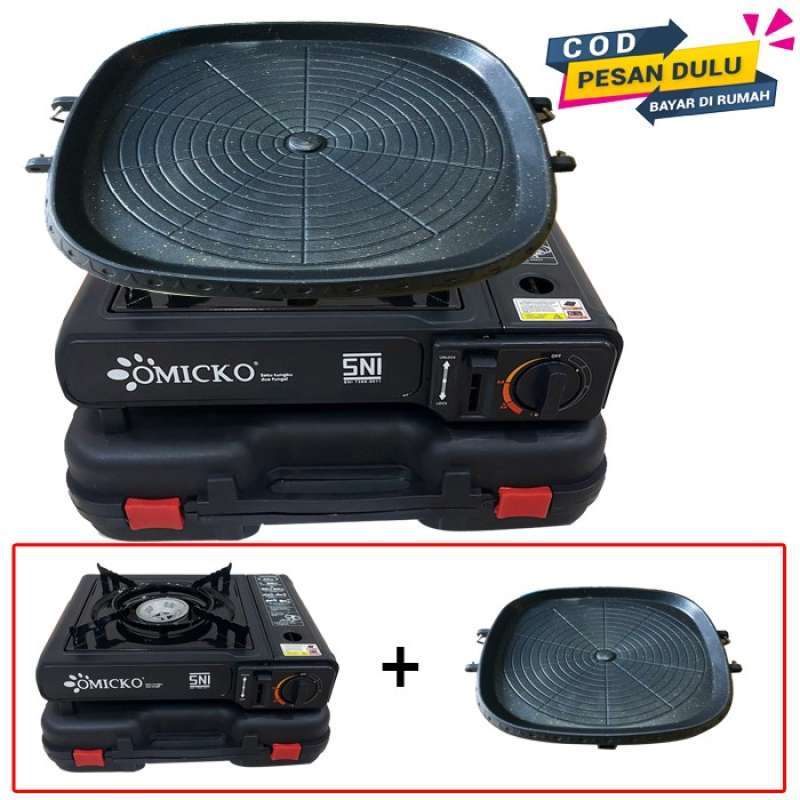 Jual PAKET KOMPOR PORTABLE Omicko + BBQ BULGOGI GRILL PAN BULAT di ...