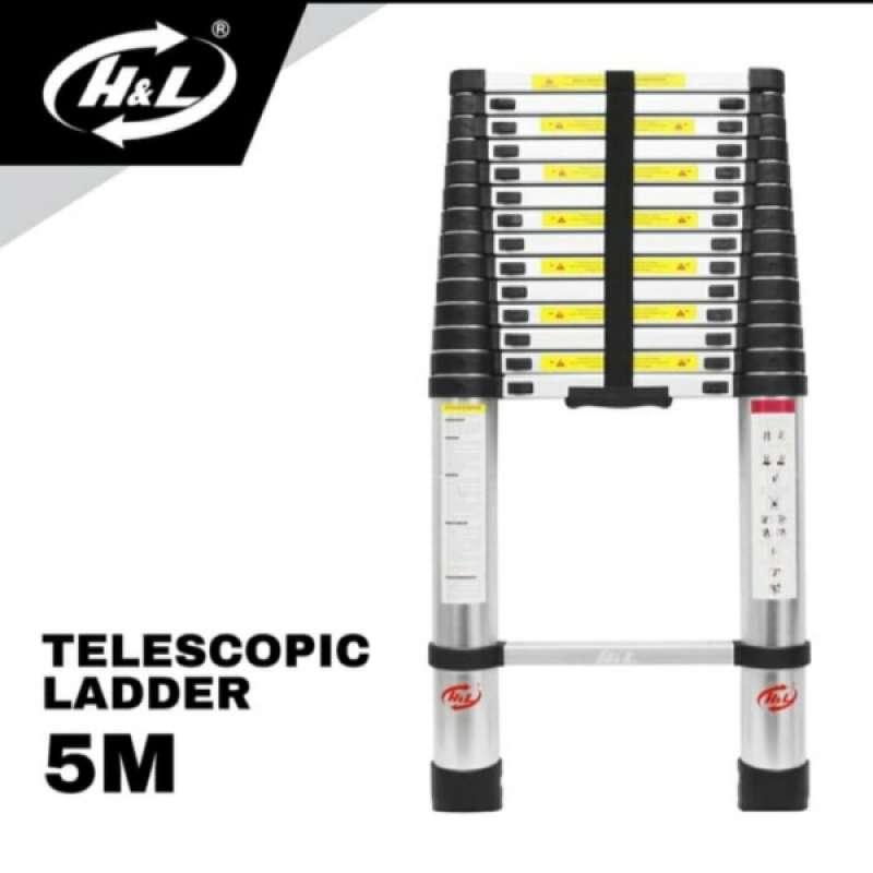 Promo Tangga Teleskopik 5M Single Telescopic Ladder 5 Meter Aluminium ...