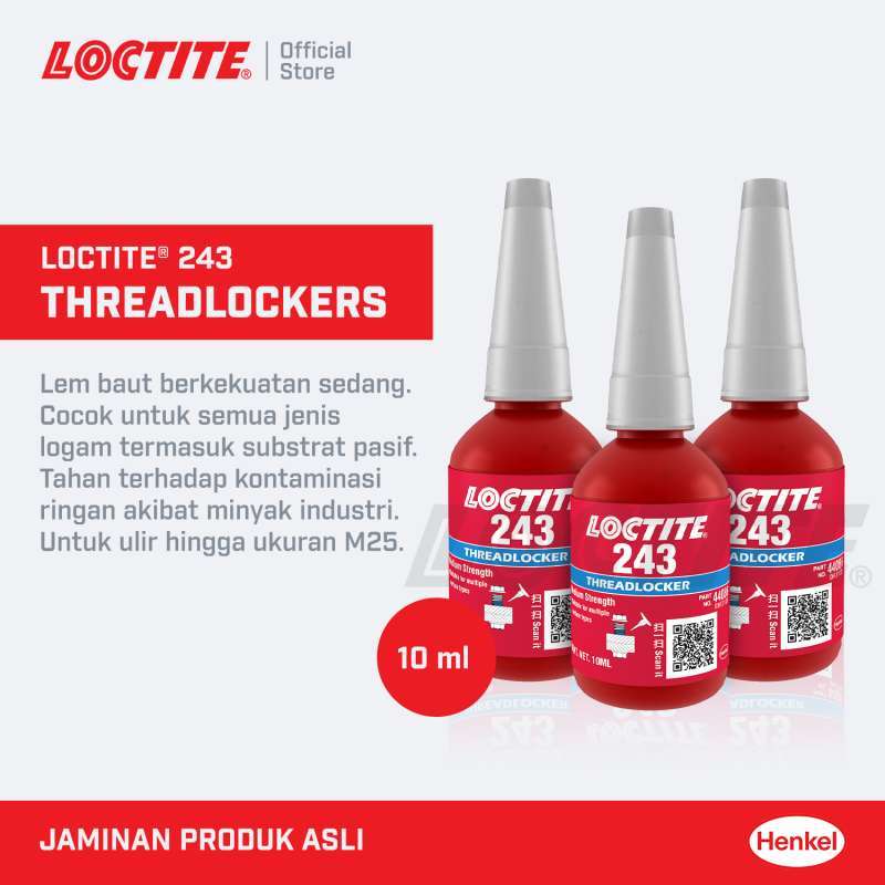 Jual Henkel LOCTITE 243 THREADLOCKER Lem Baut 10 ml Box di Seller LOCTITE Indo Official Store ...