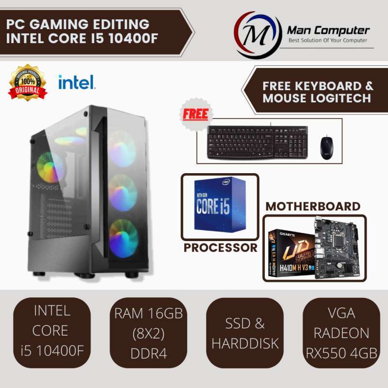 Jual Paket CPU PC Gaming Intel Core I5 10400F / VGA 4GB 128BIT/RAM 16GB di Seller MANCOMP_ID ...