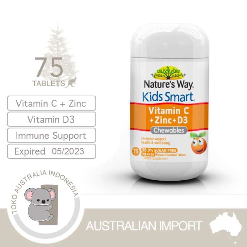 Promo Natures Way Kids Smart Vitamin C + Zinc + D3 75 Tablets Diskon 17 ...