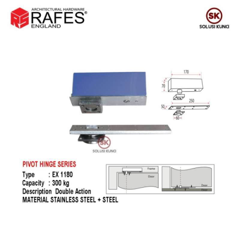 Promo Engsel Pivot Rafes 300 Kg Double Action / Stainless Steel / Ex ...