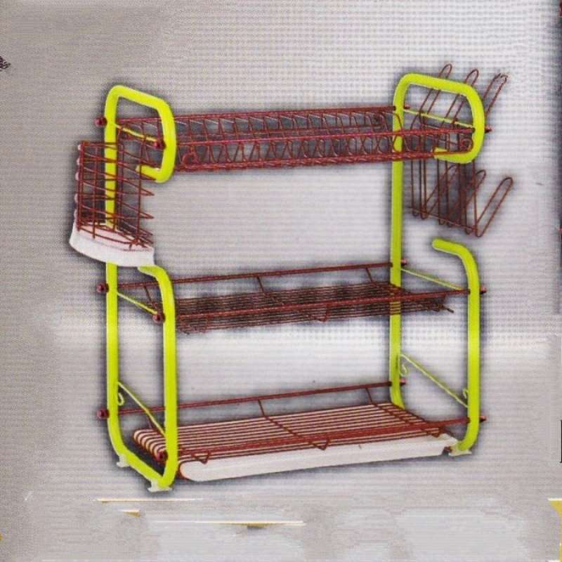 Promo BISTRO Rak Piring Stainless 3 Susun BO-N813 ( Rak Warna Merah ...