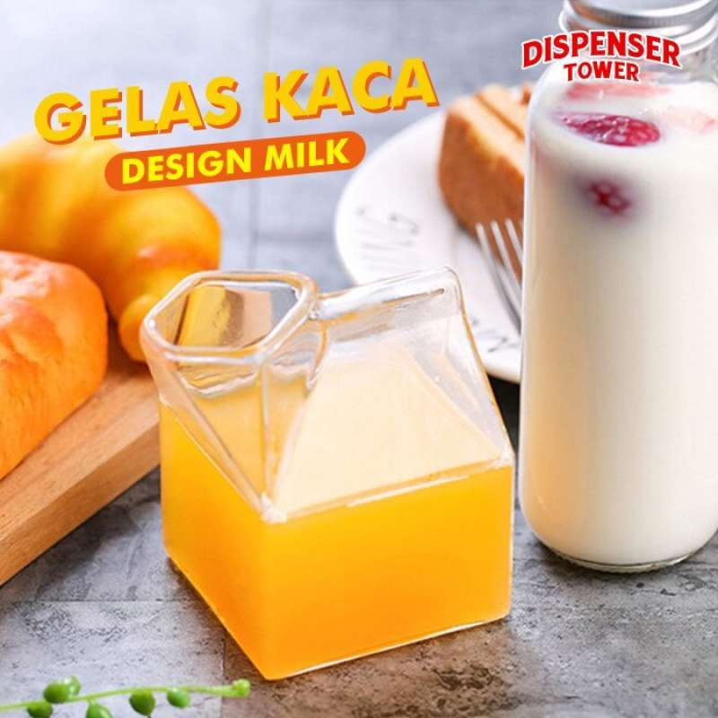 Jual Gelas Kaca Kotak Susu Transparan / Milk Box 300Ml / Gelas Susu ...