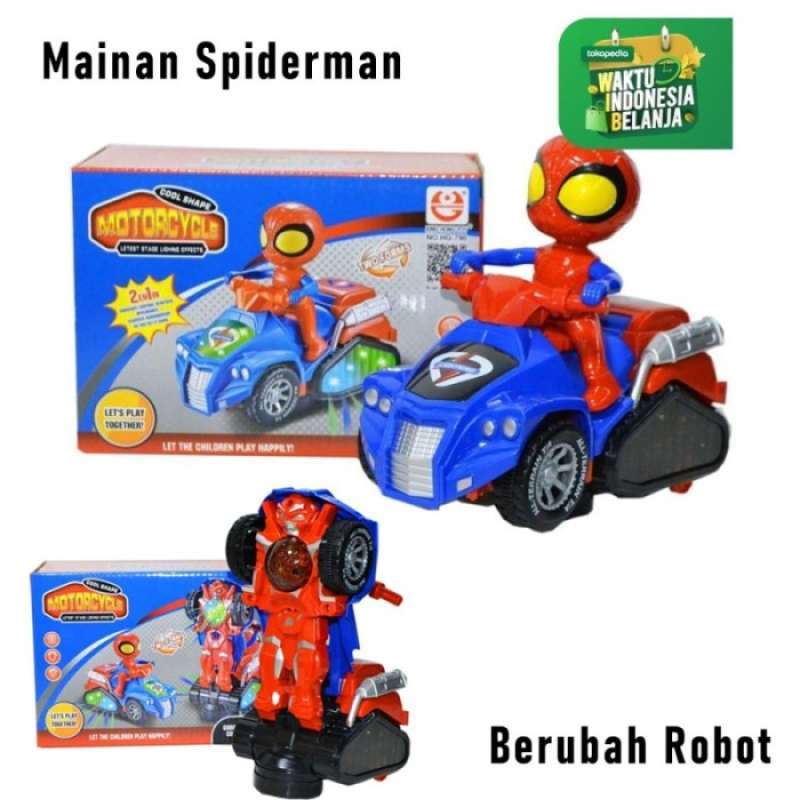 Promo Mainan Motor Spiderman Motorcycle Berubah Robot Transformer ...