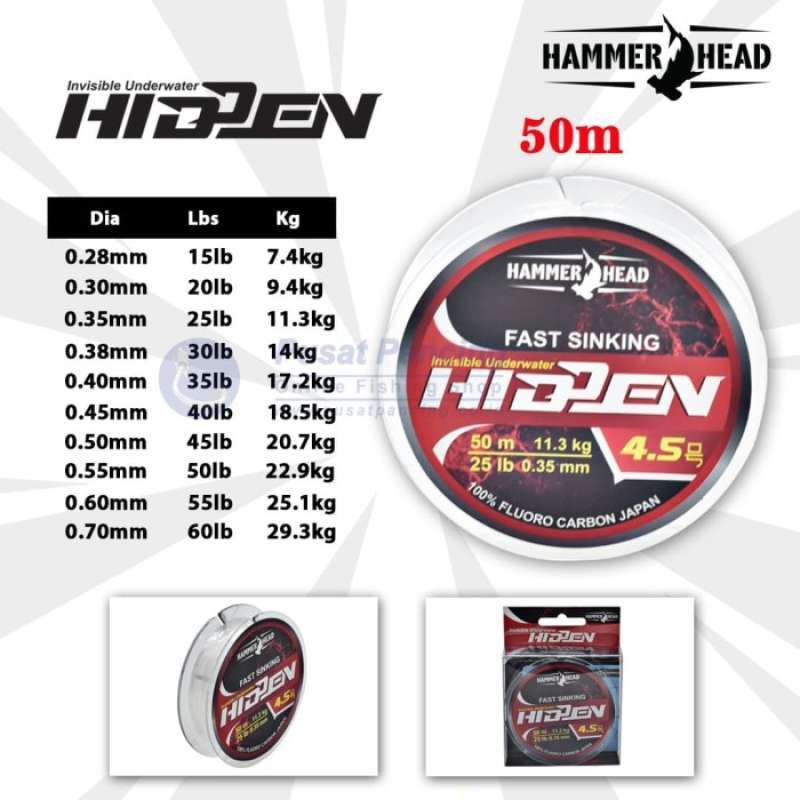 Jual HAMMERHEAD HIDDEN (50M) 100 % FLUOROCARBON LEADER di Seller goetes ...