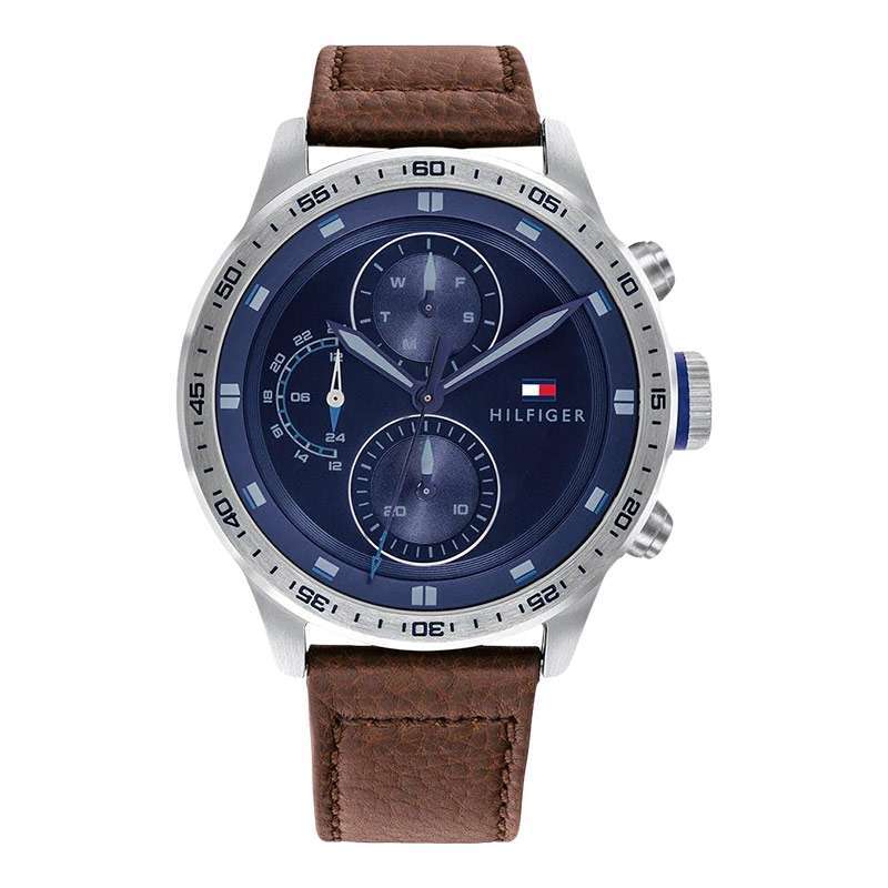 Jual Tommy Hilfiger Trent 1791807 Blue Dial Brown Leather Strap ...