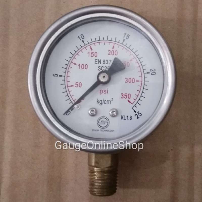 Jual Pressure Gauge Raket SS Brass 2 1/2 SC250 x 25 Kg/cm Schuh Technology - Multicolor di ...