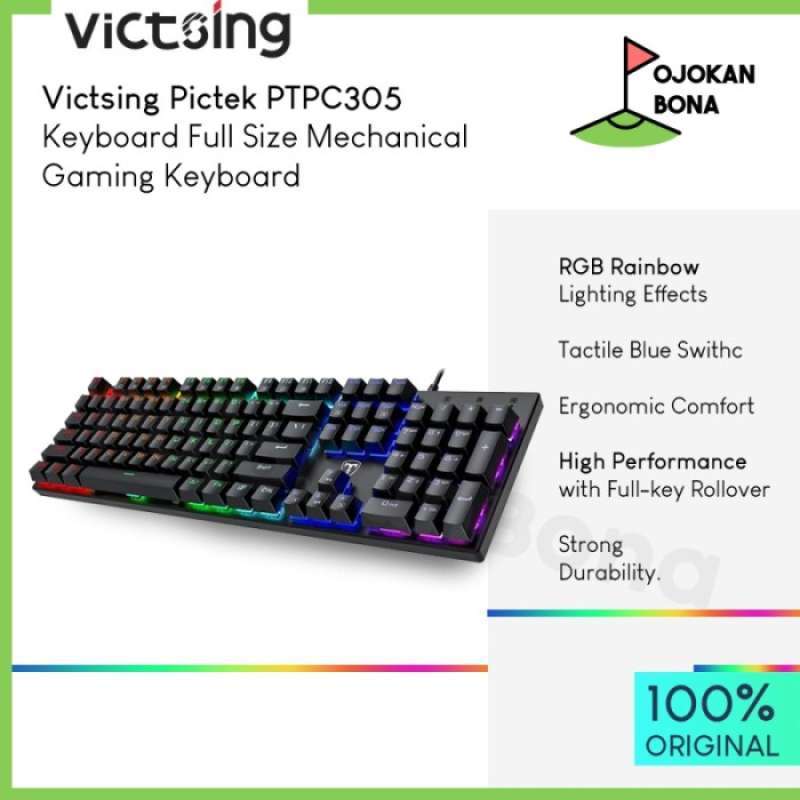 Promo Victsing Pictek Keyboard Gaming RGB Keyboard Mechanical PTPC305 ...
