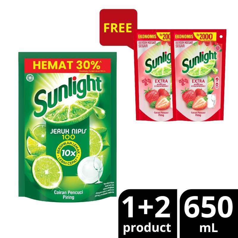 Promo Sunlight Sabun Cuci Piring Dishwash Jeruk Nipis 650 mL + Free ...