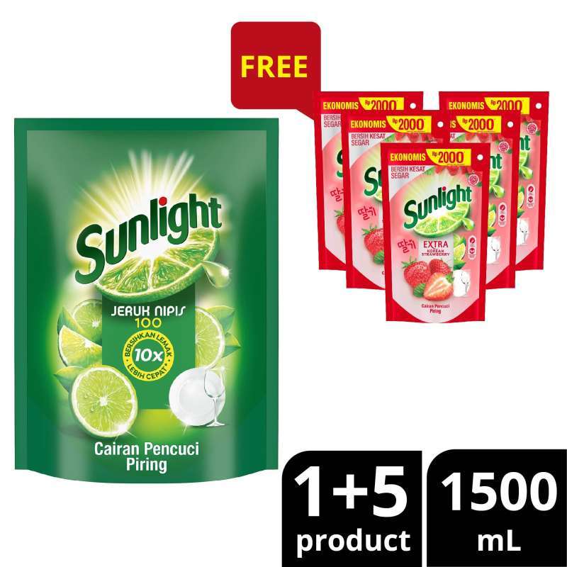 Jual Sunlight Sabun Cuci Piring Dishwash Jeruk Nipis 1500 mL + Free ...
