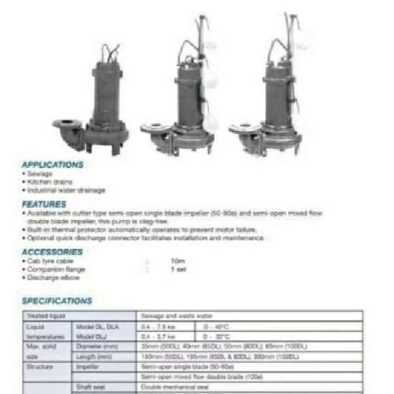 Jual Pompa Submersible Ebara 100dl 53.7 Submersible Sewage Pump Cutter Di Seller Mega Tehnik ...