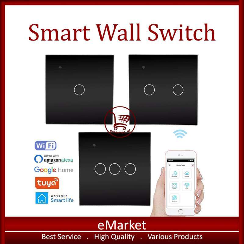 Jual Smart Wall Switch Hitam WIFI / Saklar Dinding Sentuh / IoT Touch Wireless di Seller emarket ...