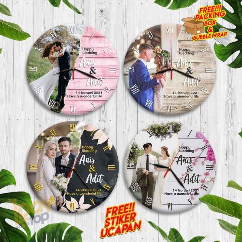 Promo Jam Dinding Kayu Mdf Unik Custom Foto Series 01 Hadiah Kado Nikah ...
