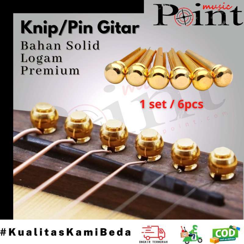 Promo Pin Bridge Emas Gold atau Bridge Emas Gitar Akustik 1 set (6pcs ...