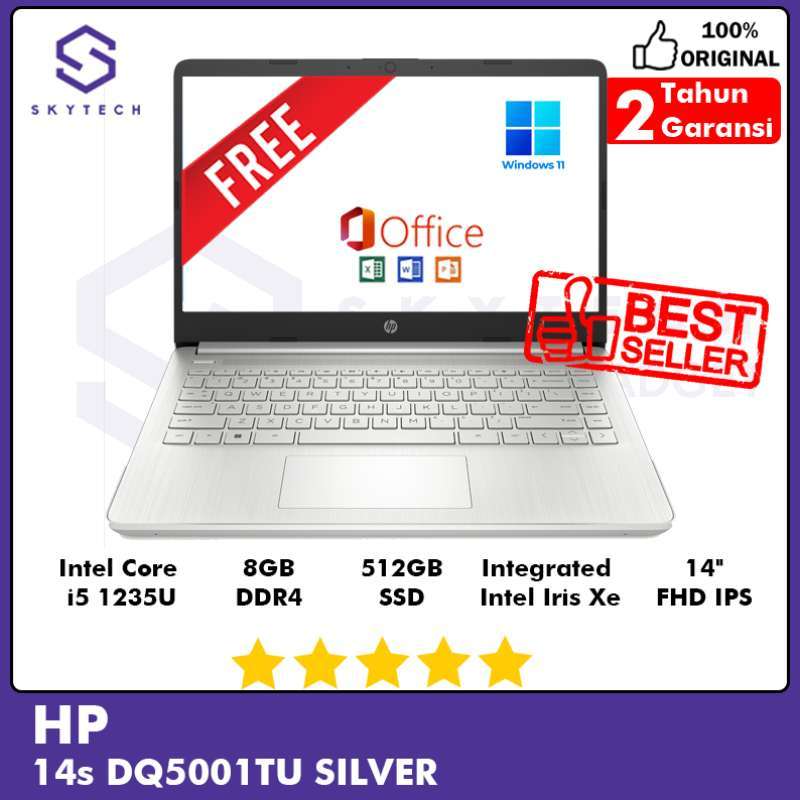 Jual LAPTOP HP 14s DQ5001TU INTEL CORE i5 1235U RAM 8GB SSD 512GB IRIS Xe GEN 12 FREE WINDOWS 11 ...