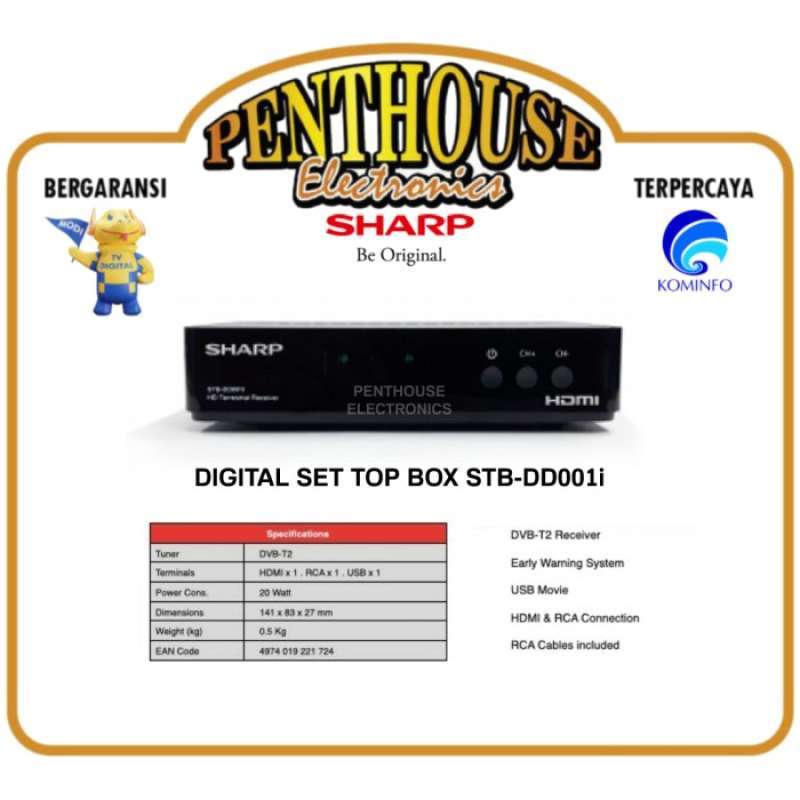 Jual Sharp Set Top Box Stb-Dd001I Digital Tv Receiver Stb Dvb-T2 di ...