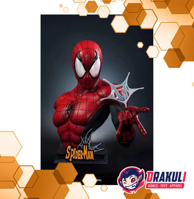 Jual Statue Queen Studios Amazing Spider-man Life Size Bust Red/Black ...