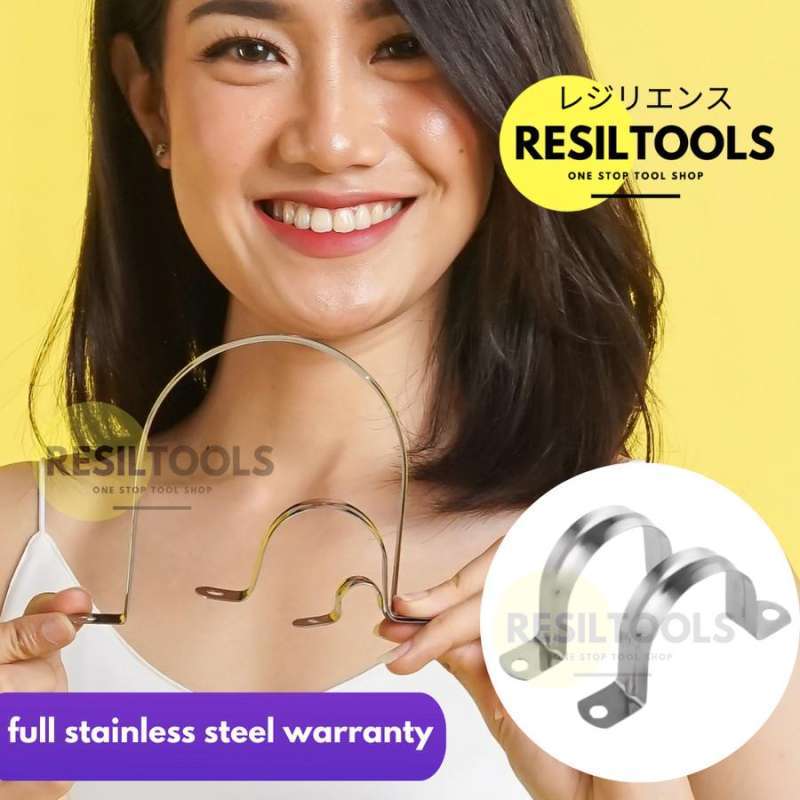 Jual Clamp Omega Stainless M 12 Klem N Pipa Paralon Kabel Bando U 100 ...