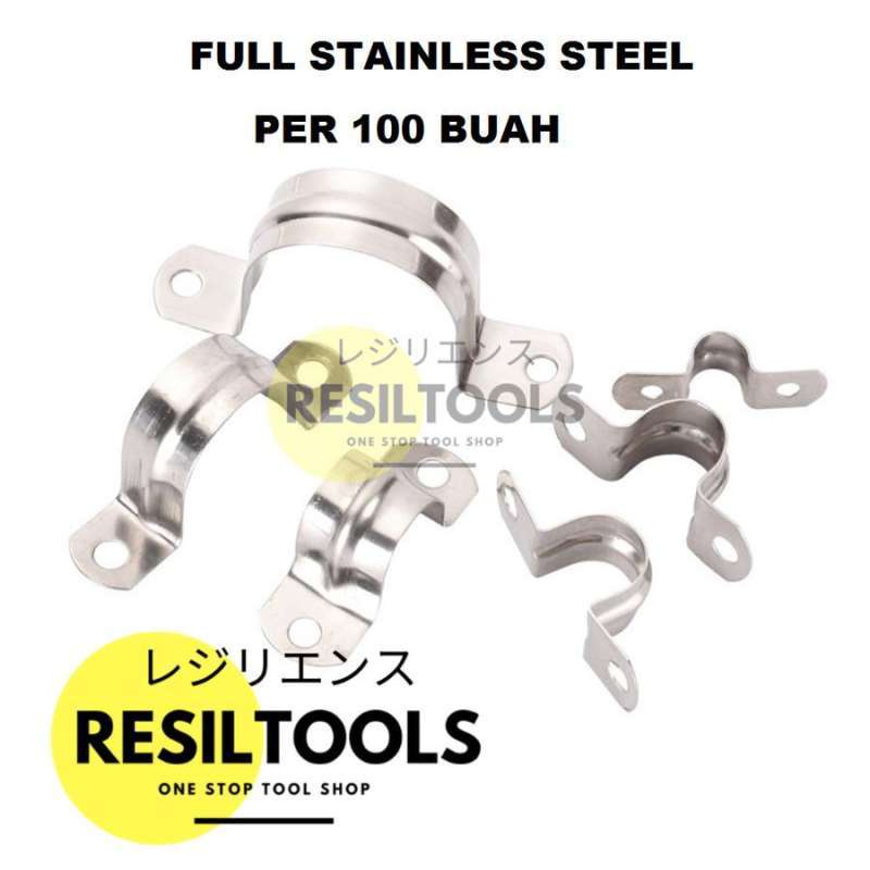 Jual Clamp Omega Stainless M 12 Klem N Pipa Paralon Kabel Bando U 100 ...