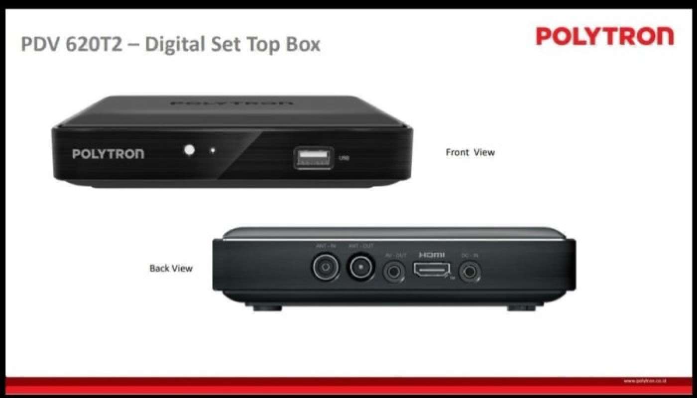 Jual Polytron Set Top Box PDV-620T2 DVB T2 TV Receiver STB Siaran ...