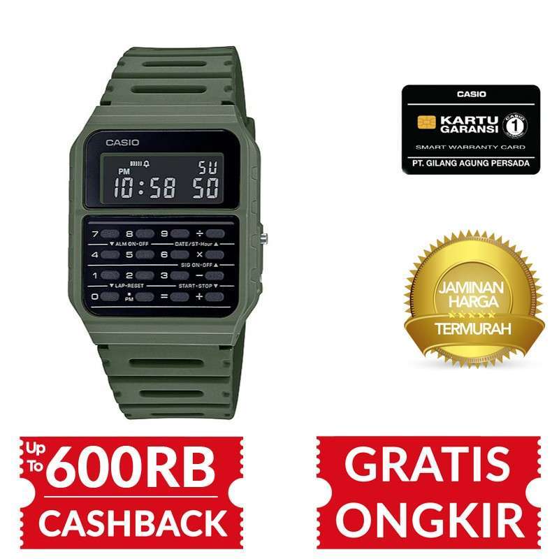 Jual Jam Tangan Pria Casio Data Bank Calculator Army Green Resin CA ...