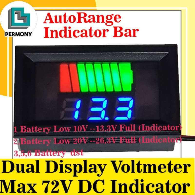 Jual VOLTMETER DC 72VDC DUAL INDICATOR DISPLAY AKI ACCU INDIKATOR 12V di Seller Aina_shop ...
