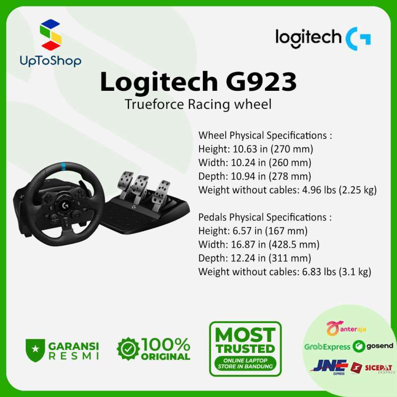 Promo Logitech G923 True Force Steering Wheel and Pedals for PC, PS4 ...