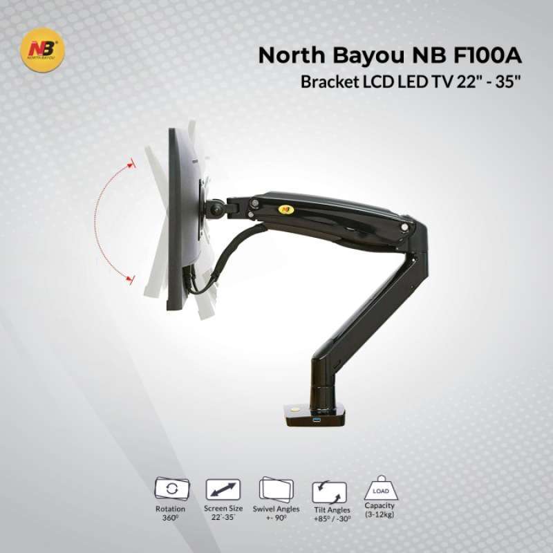 Jual Bracket LCD LED TV 22 - 35 North Bayou NB F100A Gas Spring Bracket ...