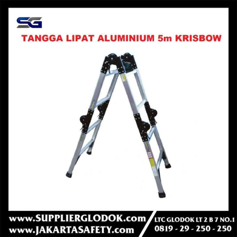 Jual Krisbow Tangga Lipat 5m / Ladder Adjustable 5.0 Mtr 4x4 Aluminium ...