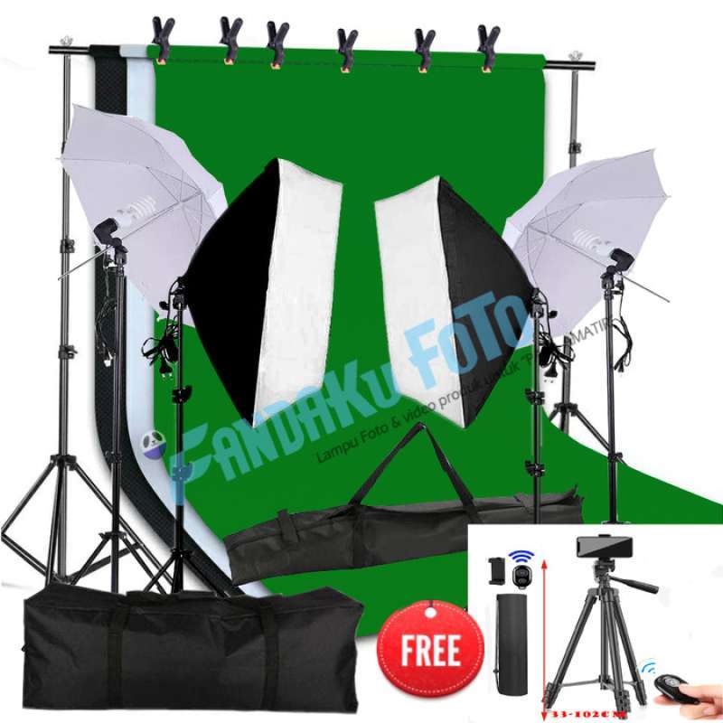 Promo Perlengkapan lighting studio dengan stand/tiang background Diskon ...