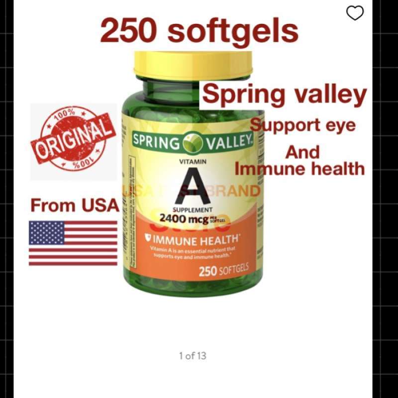 Jual Spring valley Vitamin A 2400 mcg 250 softgels di Seller MARY STORE ...