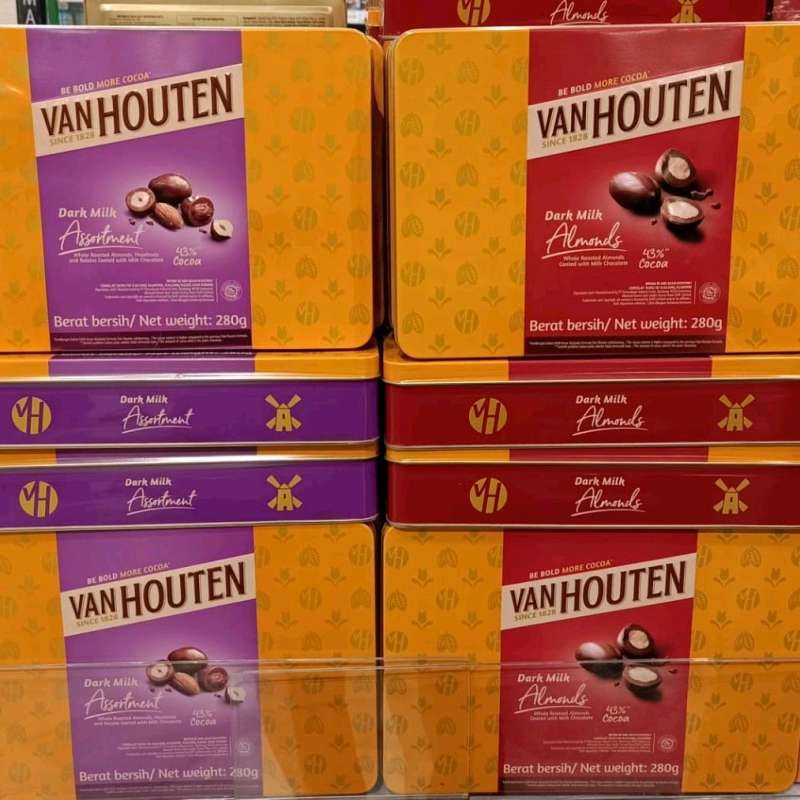 Jual Van Houten Dark Milk Chocolate 280 gr kemasan kaleng di Seller ...
