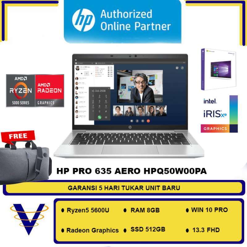 Promo Laptop HP PRO 635 Aero HPQ50W00PA-Ryzen5 5600U 8GB 512GB 13W10P ...