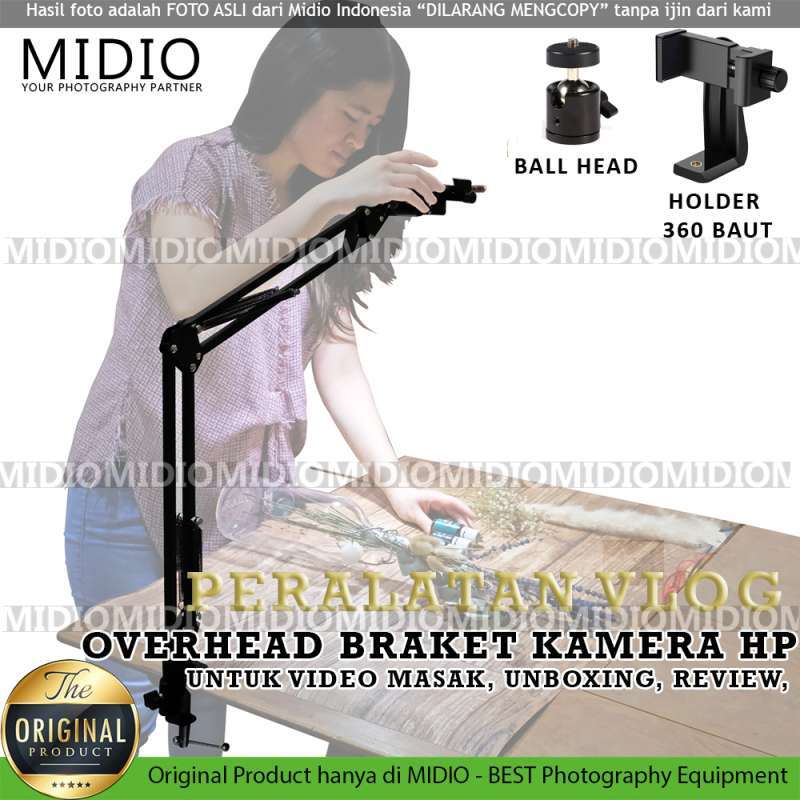 Jual Midio Overhead Braket Kamera HP Flat Lay Video Masak Video Creator ...