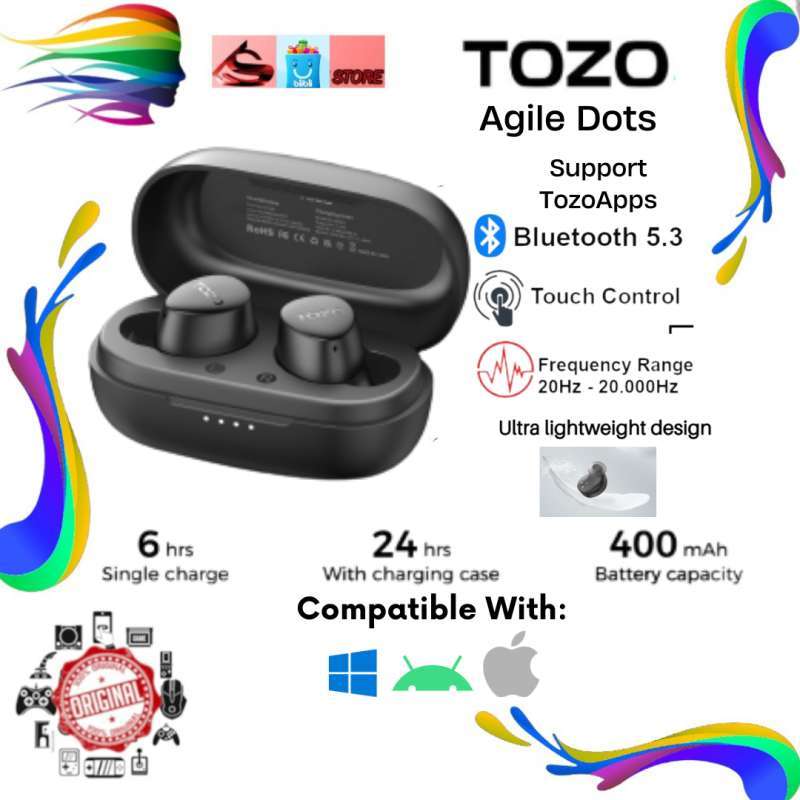 Jual Tozo Agile Dots Tws Wireless Earbuds Bluetooth 5.3 Support Tozo Apps Di Seller Helo ...