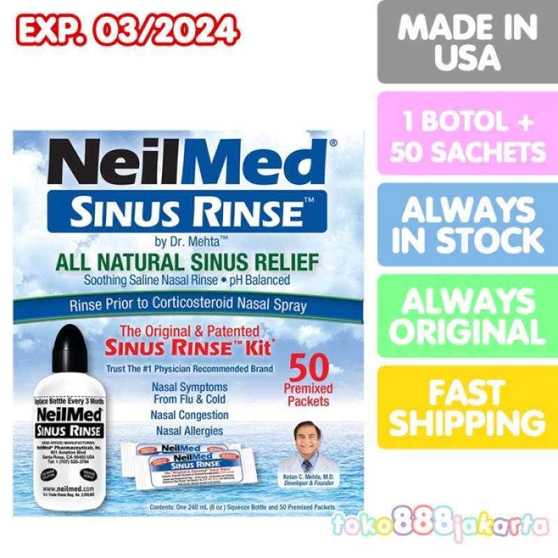 Promo NEILMED SINUS RINSE KIT, BOTTLE AND 50 PREMIXED SACHETS. MADE IN ...