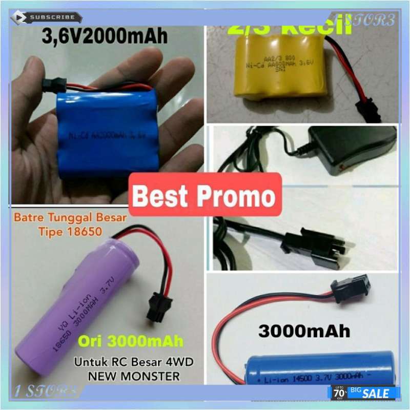 Promo Baterai Cadangan Mobil Remote Control Rc 3,6V Dan 3,7V Batre ...