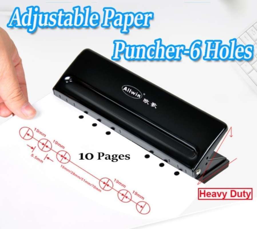 Promo GT 6 Lubang Pembolong Kertas / Alat Pelubang Kertas 6 Hole Punch ...